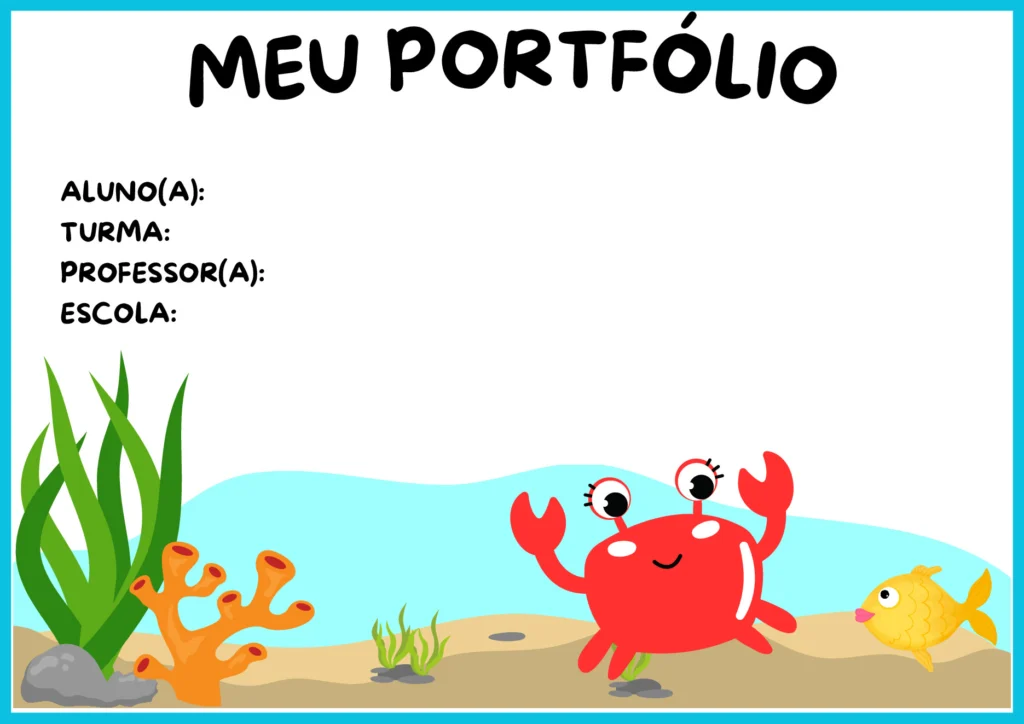 Portfólio Escolar Fundo do Mar Educação Infantil PDF - Atividades ...